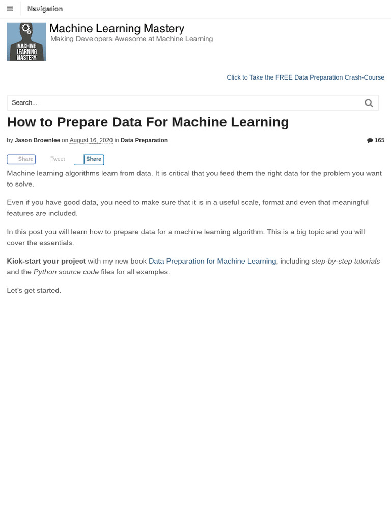 How To Prepare Data For Machine Learning | PDF | Machine Learning ...
