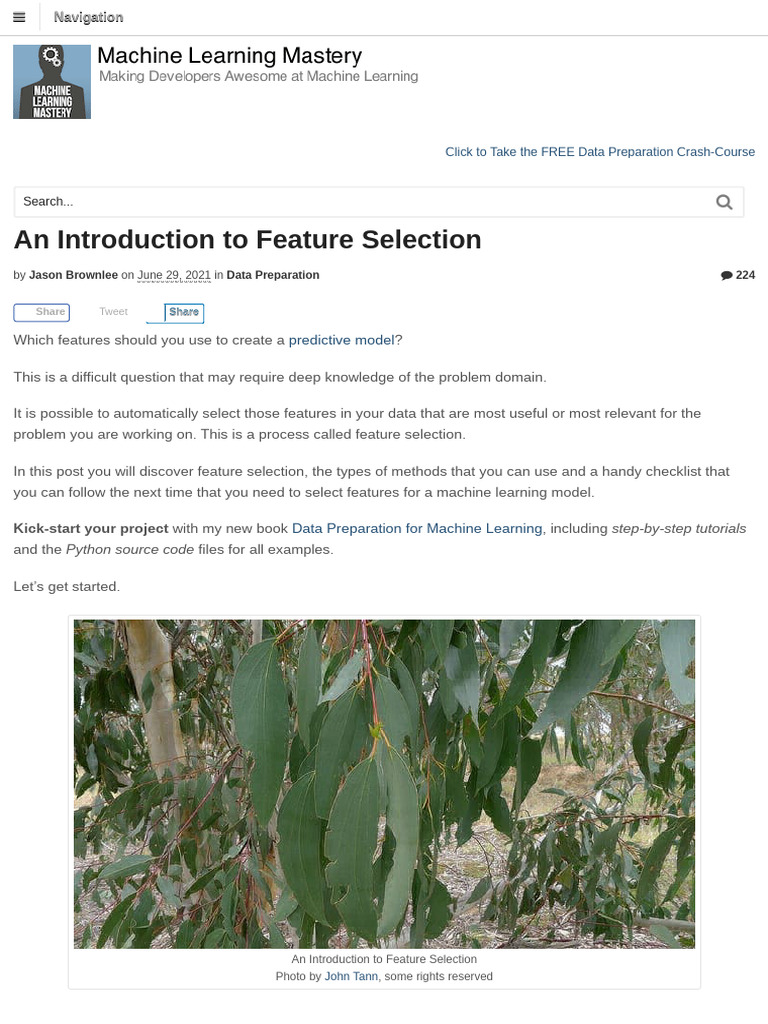 An Introduction To Feature Selection | PDF | Machine Learning | Cross ...