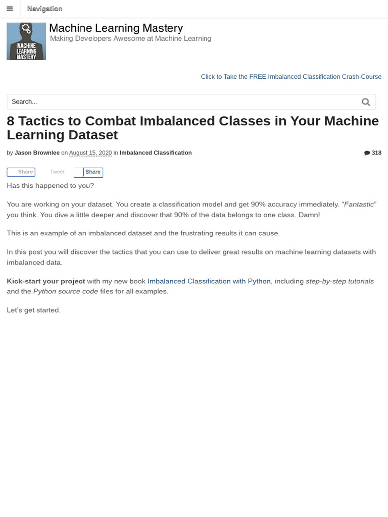8 Tactics To Combat Imbalanced Classes in Your Machine Learning Dataset ...