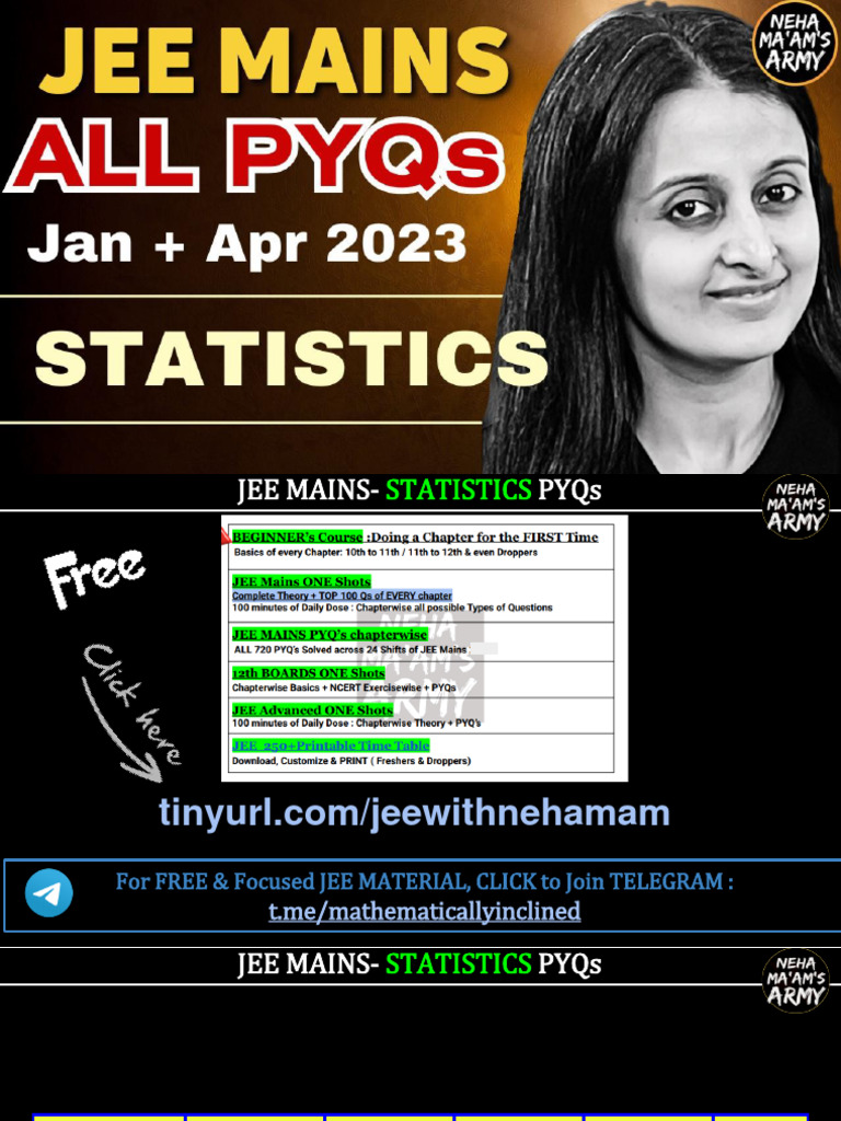 Statistics JEE(Main) 2024 | PDF | Variance | Mean
