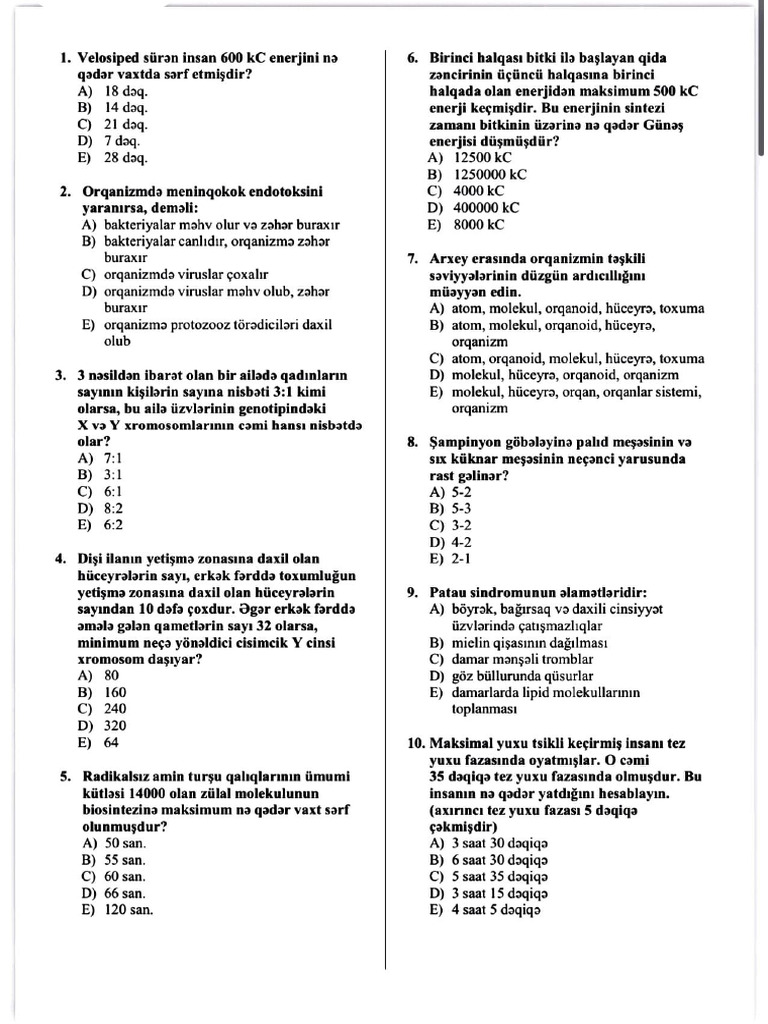 Biologiya Miq Numuneleri | PDF