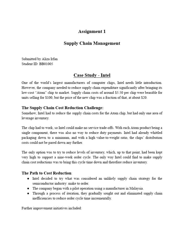 Aliza Irfan - Assignment 1 SCM | PDF