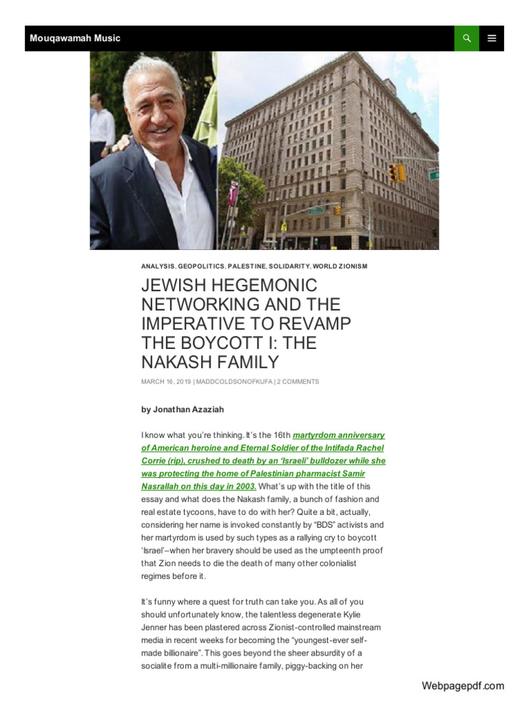 Jewish Hegemonic Networking and The Imperative To Revamp The Boycott I ...