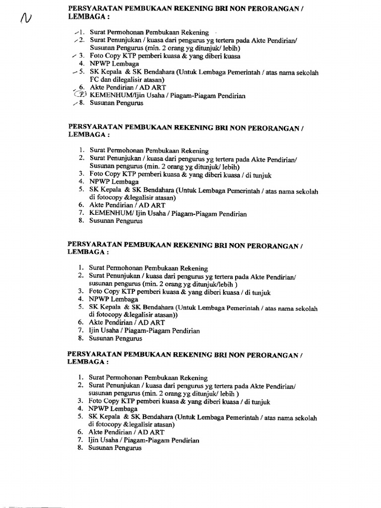 Syarat Pembukaan Rekening Giro BRI | PDF