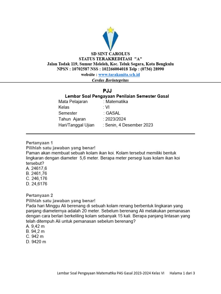 Soal Pengayaan PAS MTK | PDF