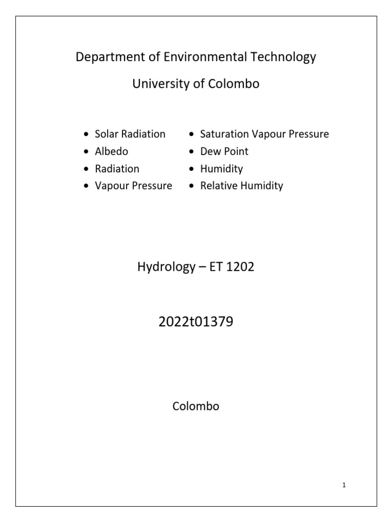 Hydrology | PDF | Humidity | Water Vapor