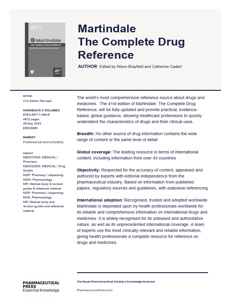 Martindale: Complete Drug Reference 41st Edition | PDF | Pharmacy ...