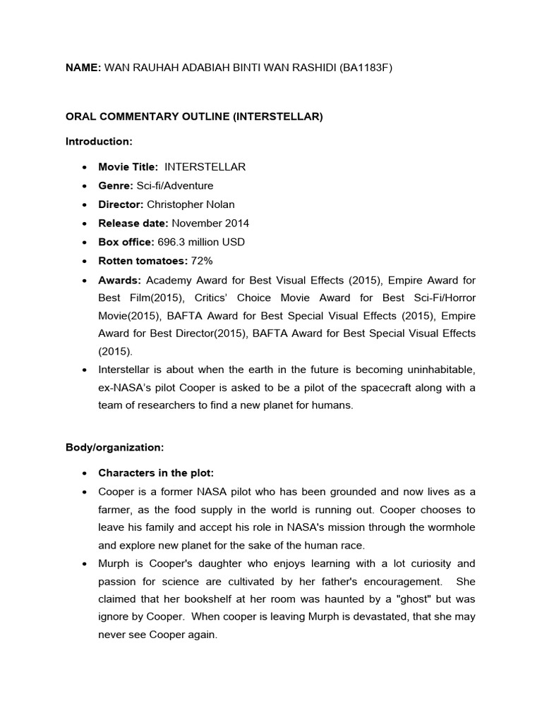 Oral Commentary Outline | PDF
