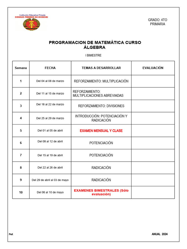 Modelo de Programacion Colegio Peruano de Ciencias | PDF | Matemáticas