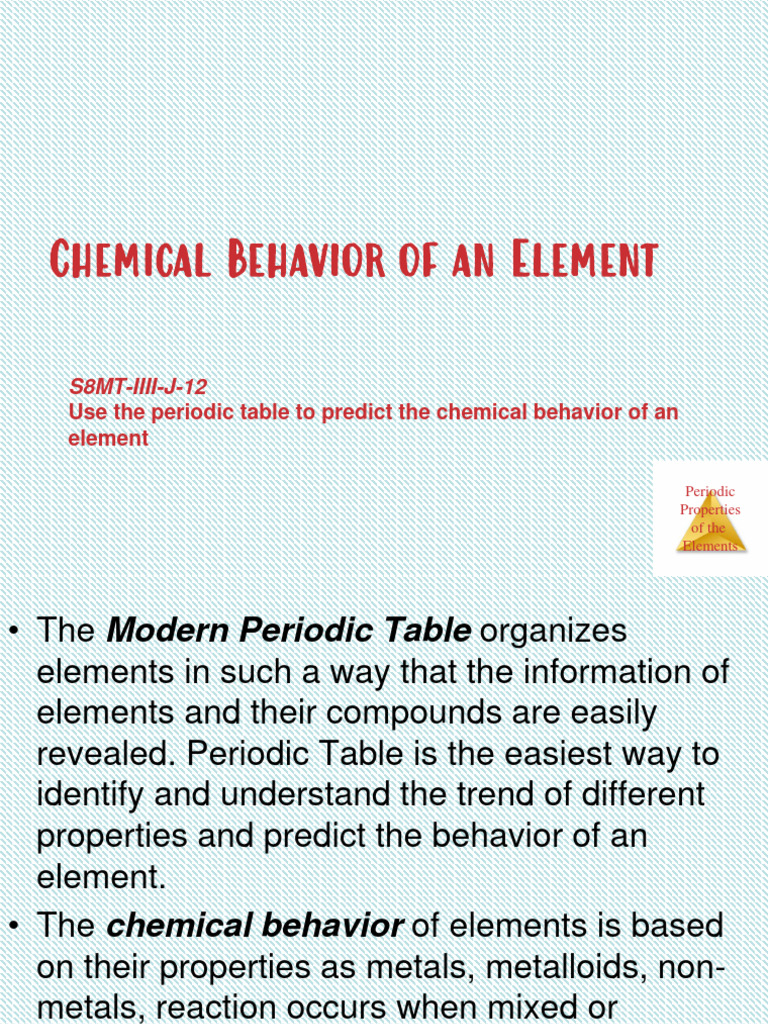 LECTURE - Chemical Properties of Elements | PDF