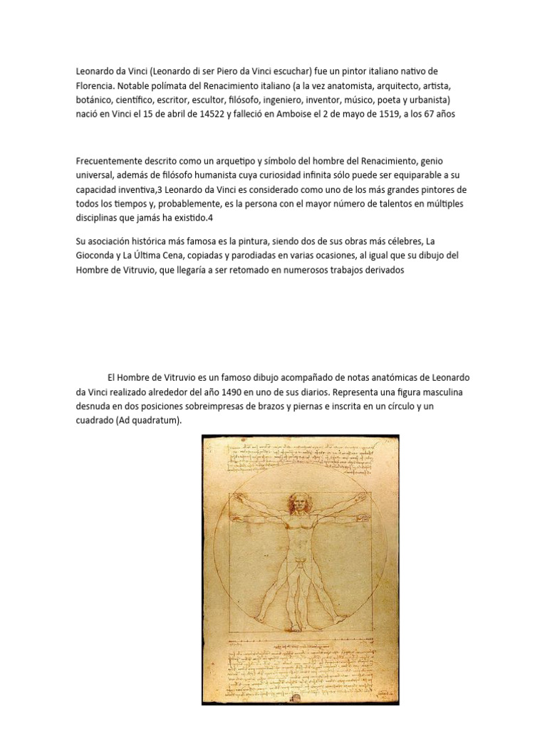 BIBIOGRAFIA Leonardo Da Vinci | Descargar gratis PDF | Leonardo Da ...