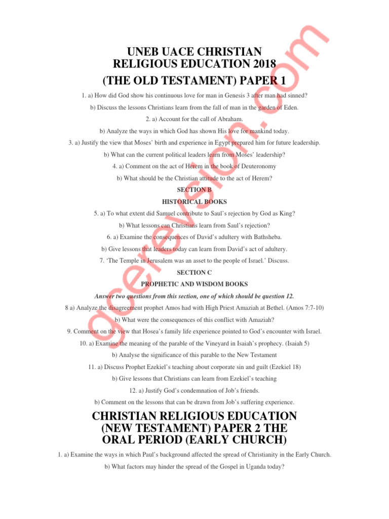 UACE Divinity Past Paper Insights | PDF | Gospel Of Mark | Jesus