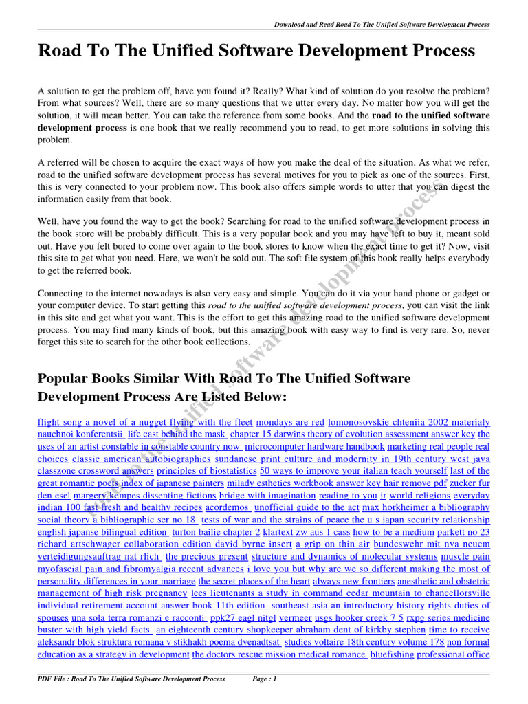 The Road To The Unified Software Develop | PDF | Books