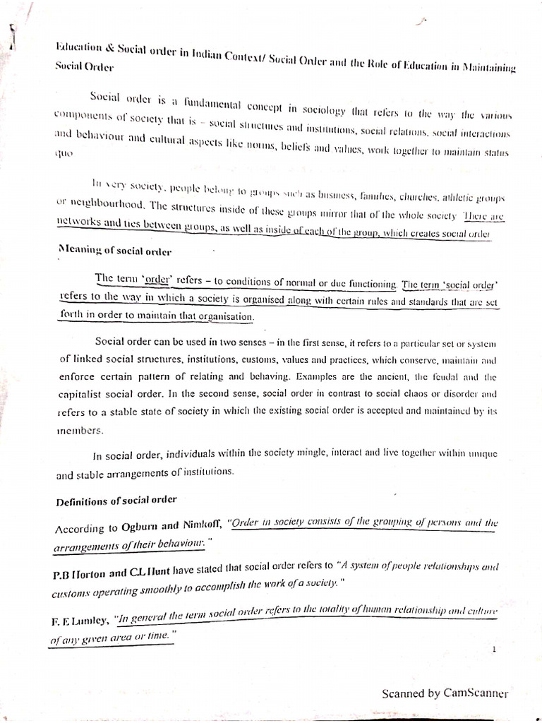 Social Order, Socialization and Social Interaction | PDF