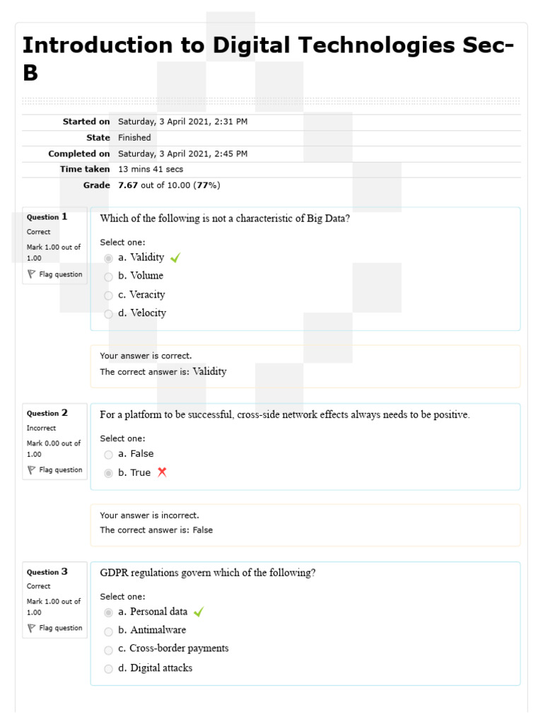 Senior - DT - Quiz 2 | PDF | Computing | Information Technology