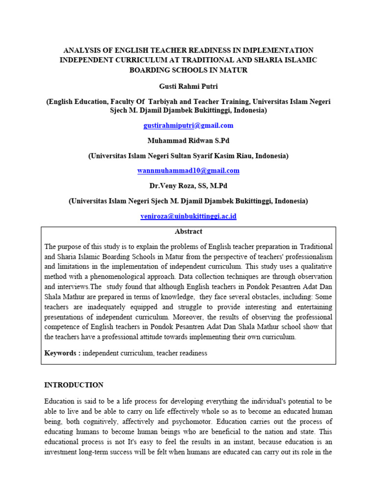 Gusti Rahmi Putri | PDF | Methodology | Curriculum