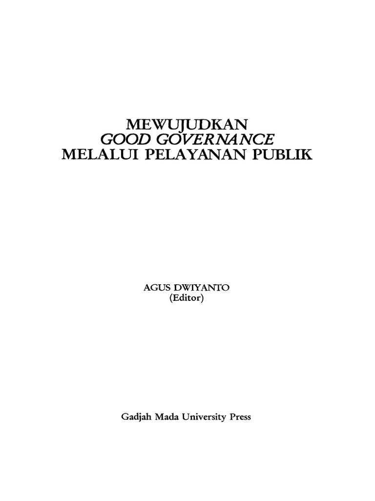 Mewujudkan Good Governance Melalui Pelayanan Publik | PDF