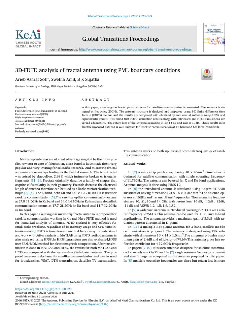 3D FDTD Analysis of Fractal Antenna Using PML Bo - 2021 - Global ...