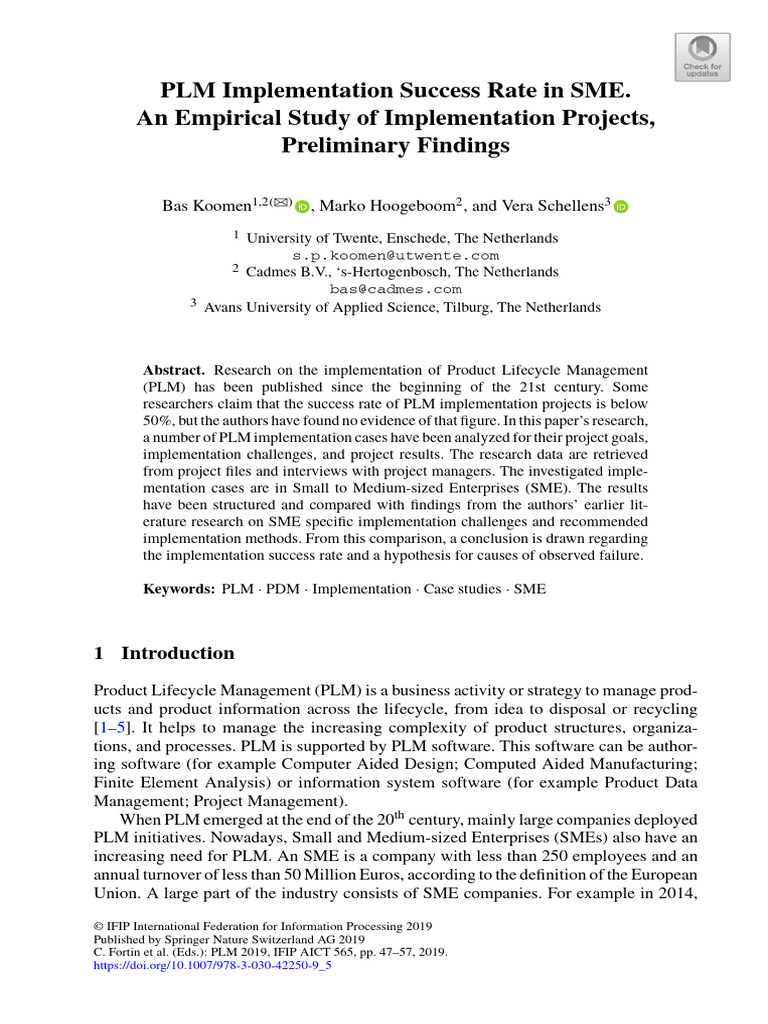 Koomen 2019 PLM Implementation Success Rate in | PDF | Product ...