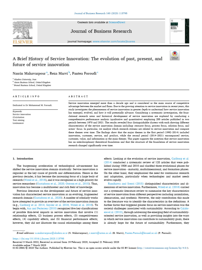 A Brief History of Service Innovation The Evolution of 2023 Journal of ...