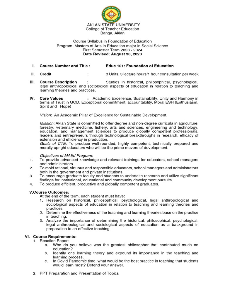 Foundation of Education With Name of Reporters | PDF | Psychology ...