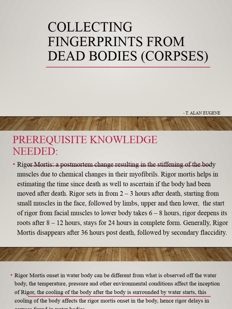 Acquiring Fingerprints From Dead Bodies | PDF | Decomposition | Fingerprint