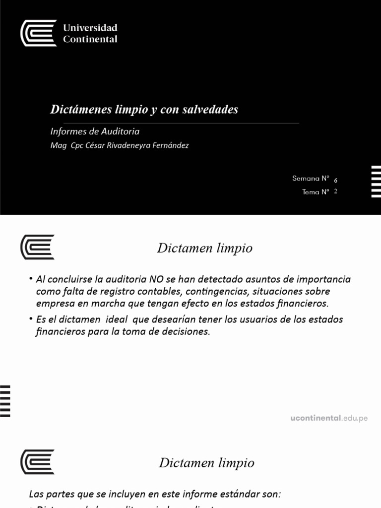 InfAud - S6 - T2 Dictamen Limpio y Con Salvedades | PDF | Auditoría | Estado financiero