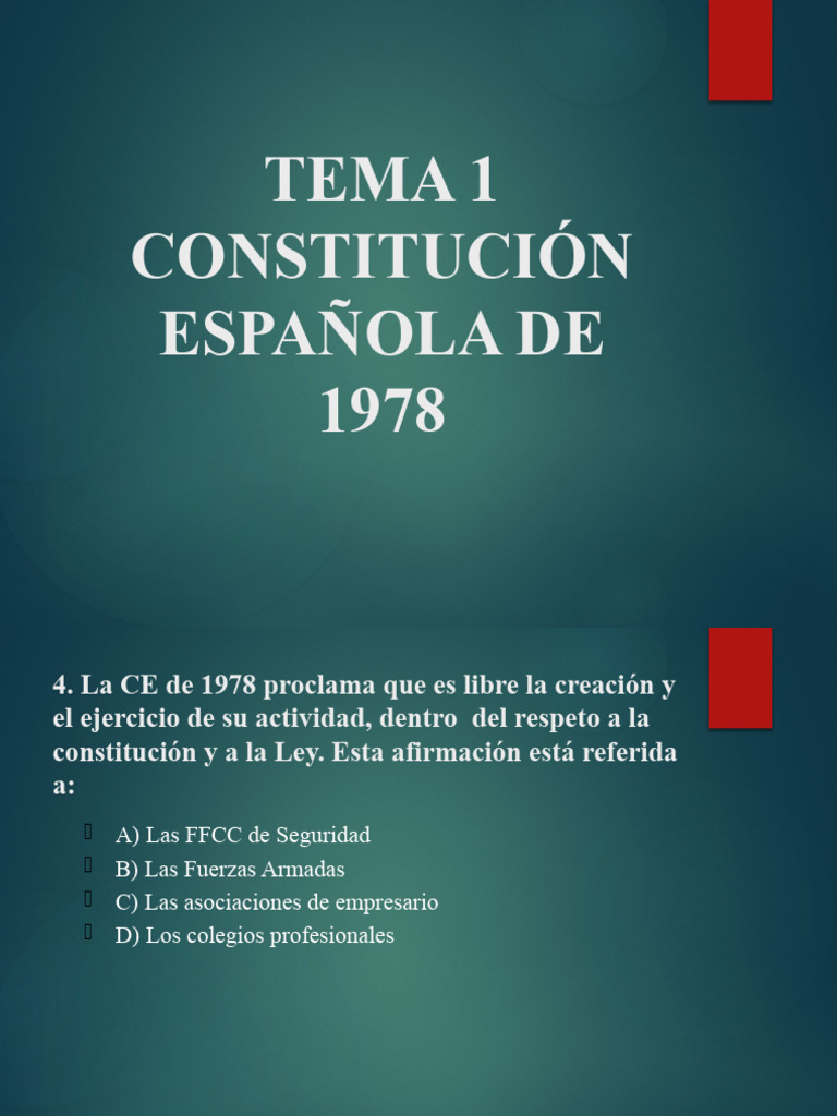 Tema 1 Constitución Española de 1978 | PDF | Cortes Generales | Gobernancia