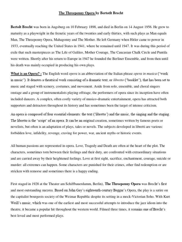 The Threepenny Opera by Brecht | PDF