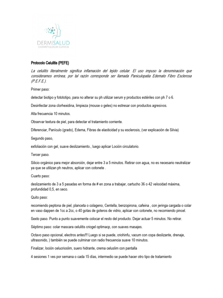 Protocolo PEFE para Tratamiento de Celulitis | PDF
