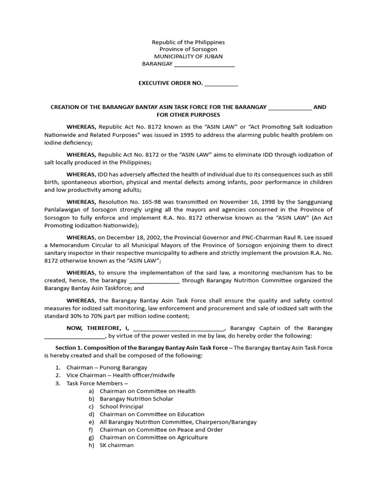 Barangay Bantay Asin Task Force | PDF | Justice | Crime & Violence
