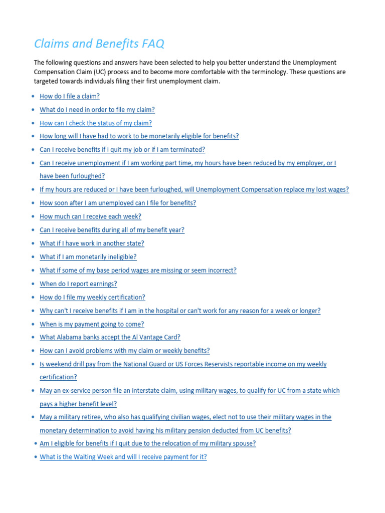 Unemployment Claims FAQ Guide | PDF | Unemployment Benefits | Economies