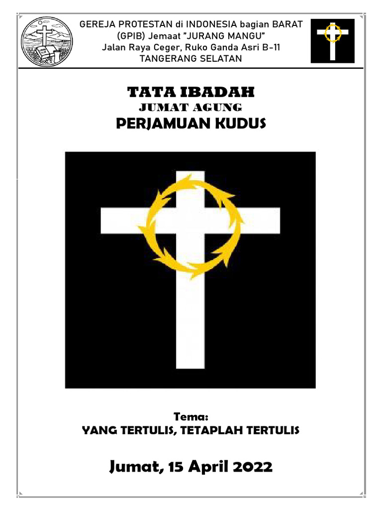 Tata Ibadah Jumat Agung 15 April 2022 | PDF