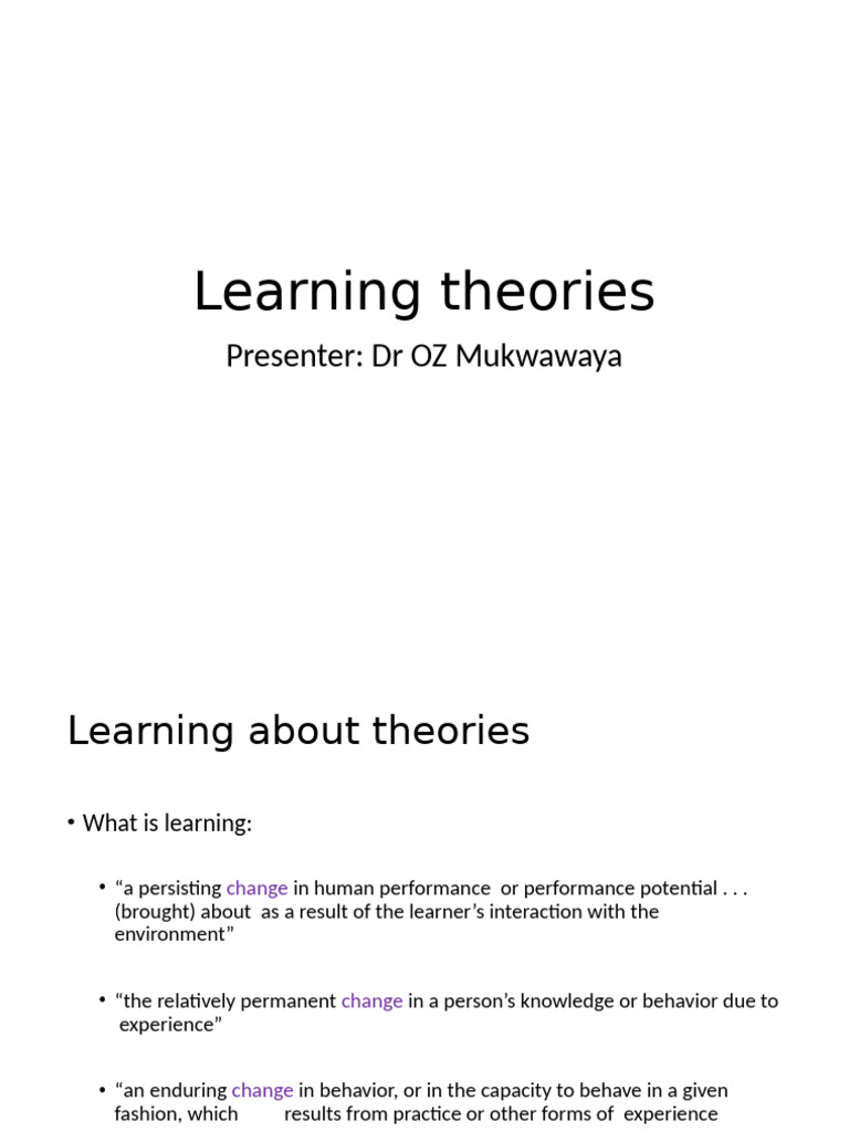 Learning Theories Slides 2024 - Tagged | PDF | Classical Conditioning ...