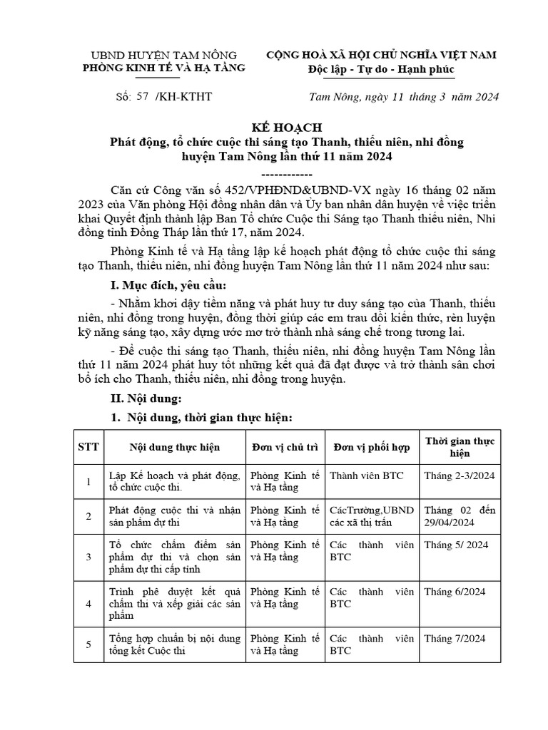 C - Ke Hoach Phat Dong Cuoc Thi 2024 | PDF