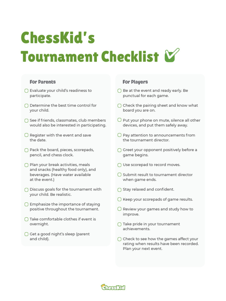 Tournament Checklist | PDF | Sports & Recreation