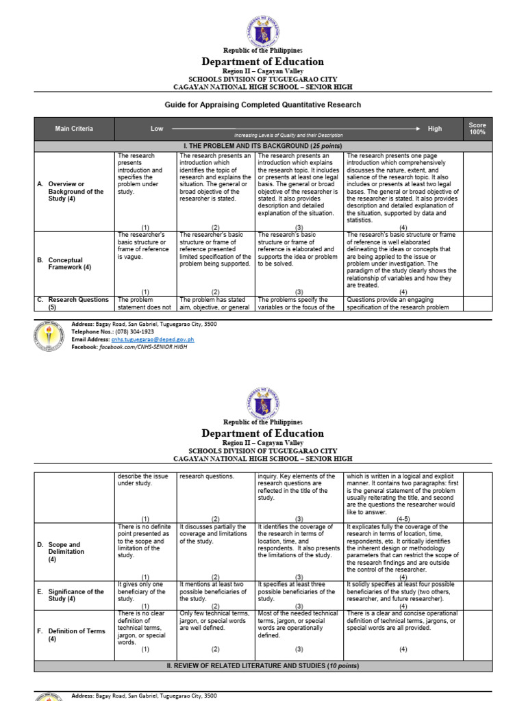 Quantitative Research Scoring Guides | PDF | Data | Data Analysis