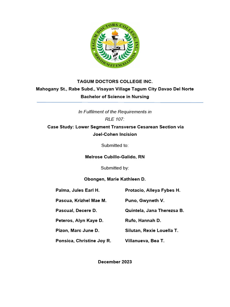 Final Obward CP | PDF | Caesarean Section | Childbirth