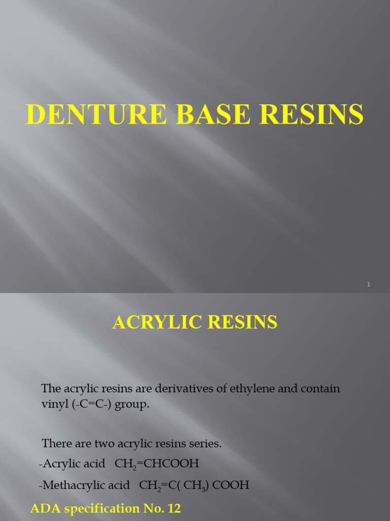 6.) Denture Base Resins | PDF | Poly(Methyl Methacrylate) | Dentures