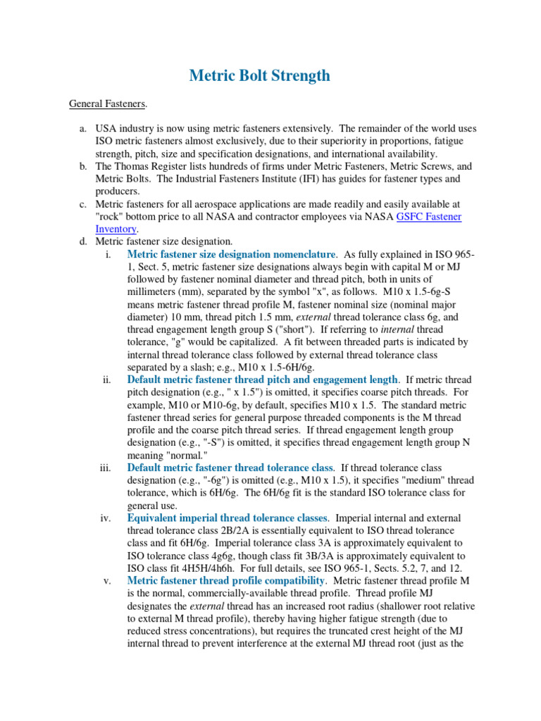 Matric Bolt Strength | PDF | Screw | Metalworking