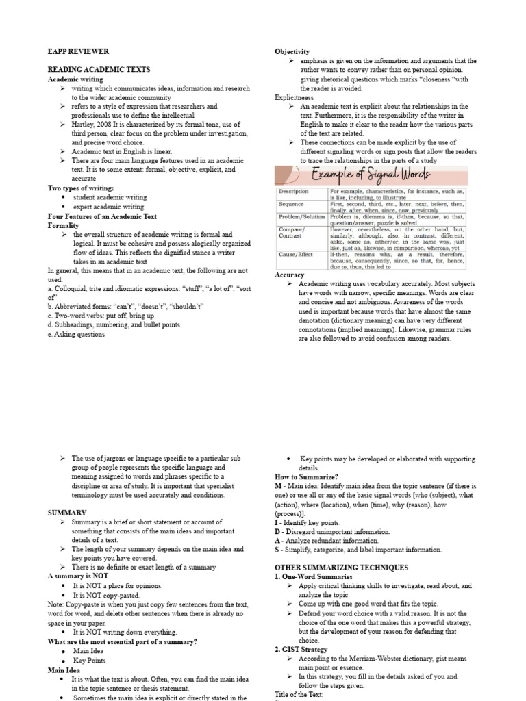 Eapp Reviewer Q3, Jess Anch. | PDF | Writing | Human Communication