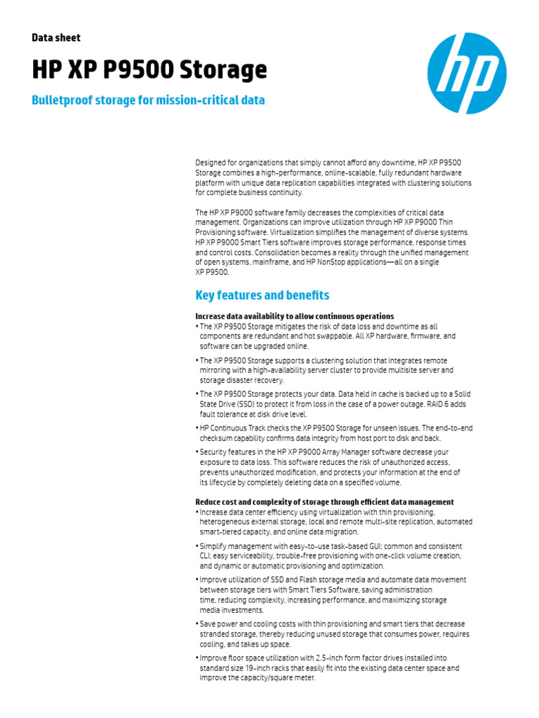 HP XP P9500 Storage | PDF | Computer Data Storage | Solid State Drive
