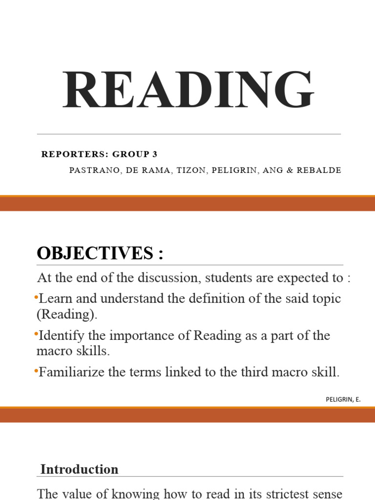 READING PRESENTATION | PDF | Reading Comprehension | Speed Reading