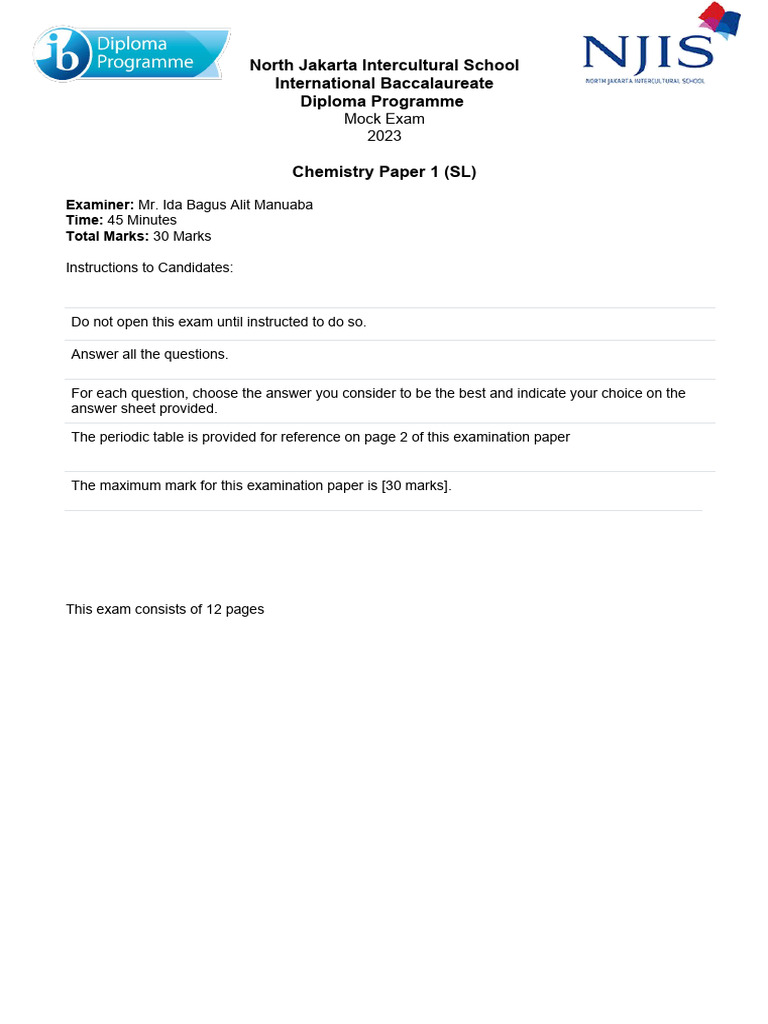 SL PAPER 1 Mock | PDF