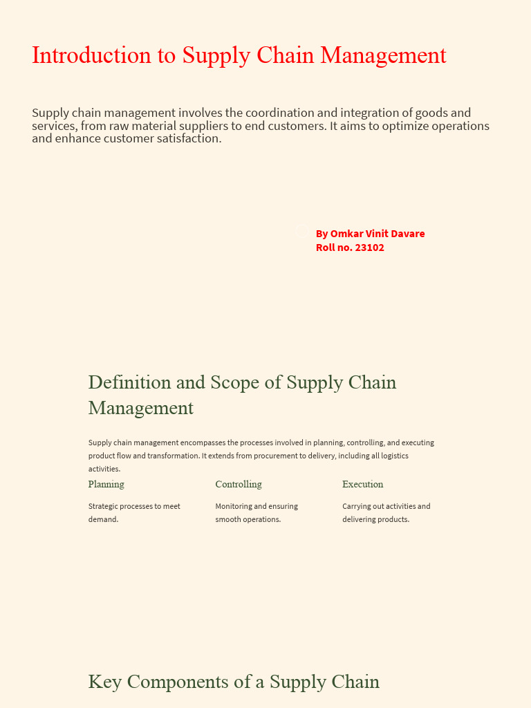 Introduction To Supply Chain Management | PDF
