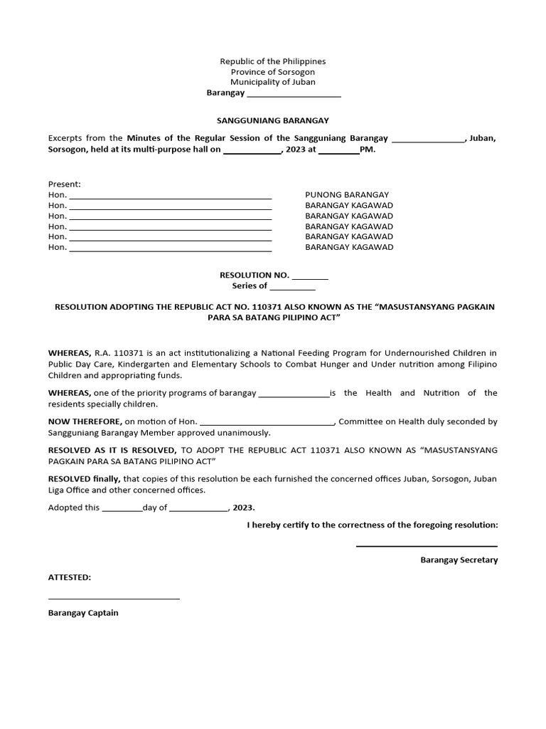 Barangay Masustansyang Pagkain para Sa Batang Pilipino | PDF