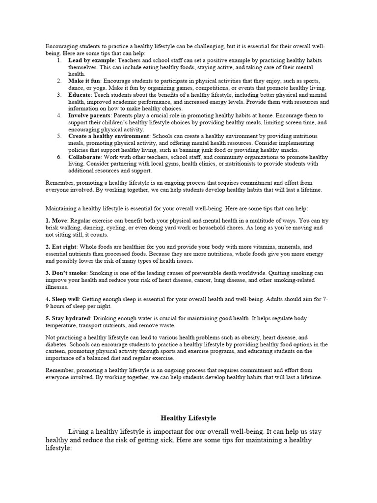 Healthy Lifestyle | PDF | Healthy Diet | Health Promotion