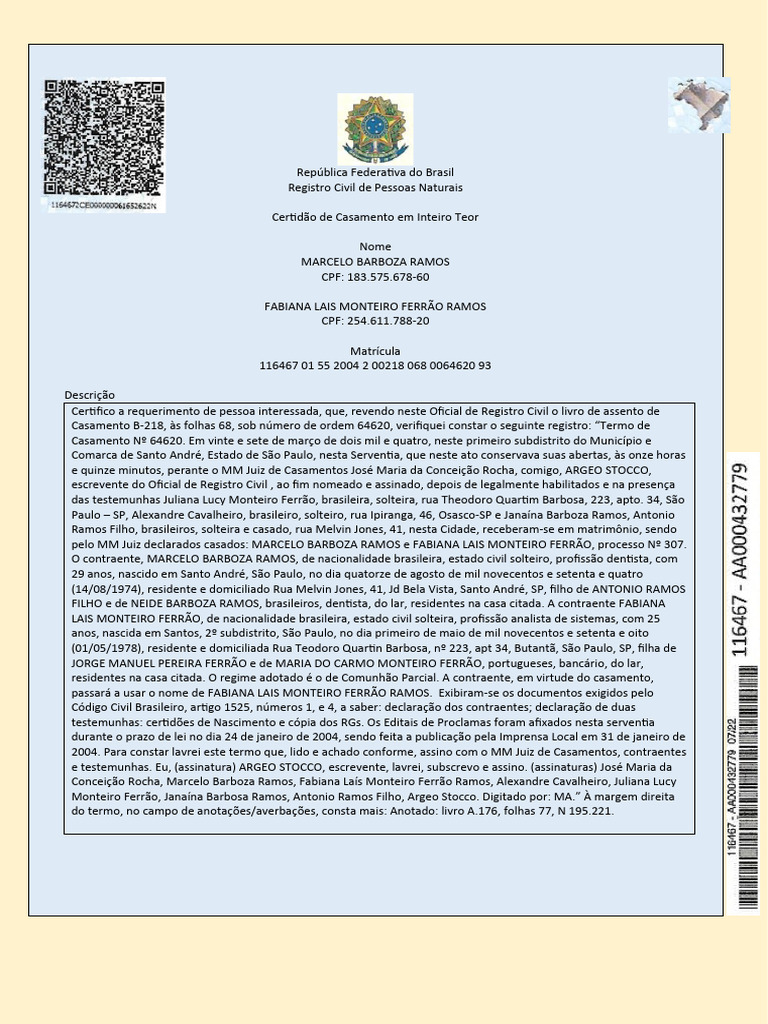 MODELO2 Certidaode Casamento Inteiro Teor | PDF