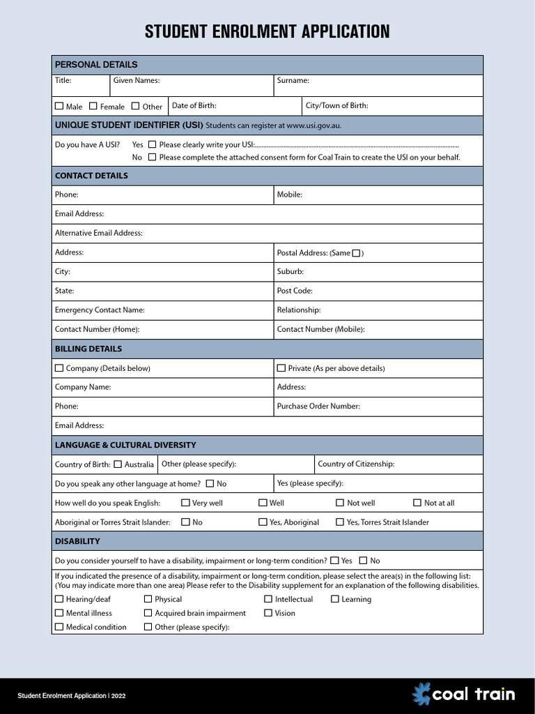 2022 Student Enrolment Application Form | PDF | Vocational Education ...