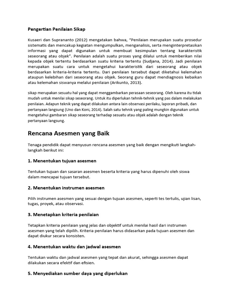 Pengertian Penilaian Sikap | PDF